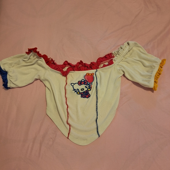 SHEIN | Tops | Shein X Hello Kitty And Friends Cartoon Embroidered Off ...